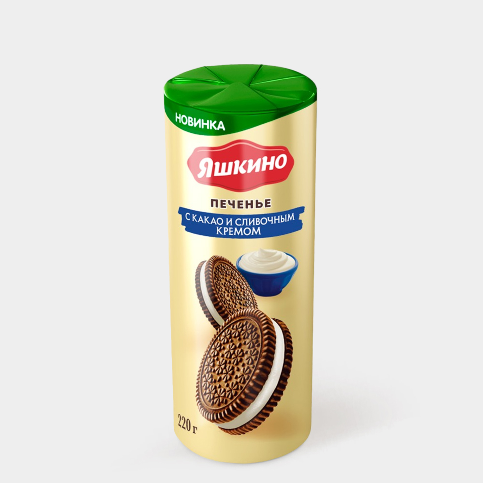 Яшкино, печенье с какао и сливочным кремом, 220 г