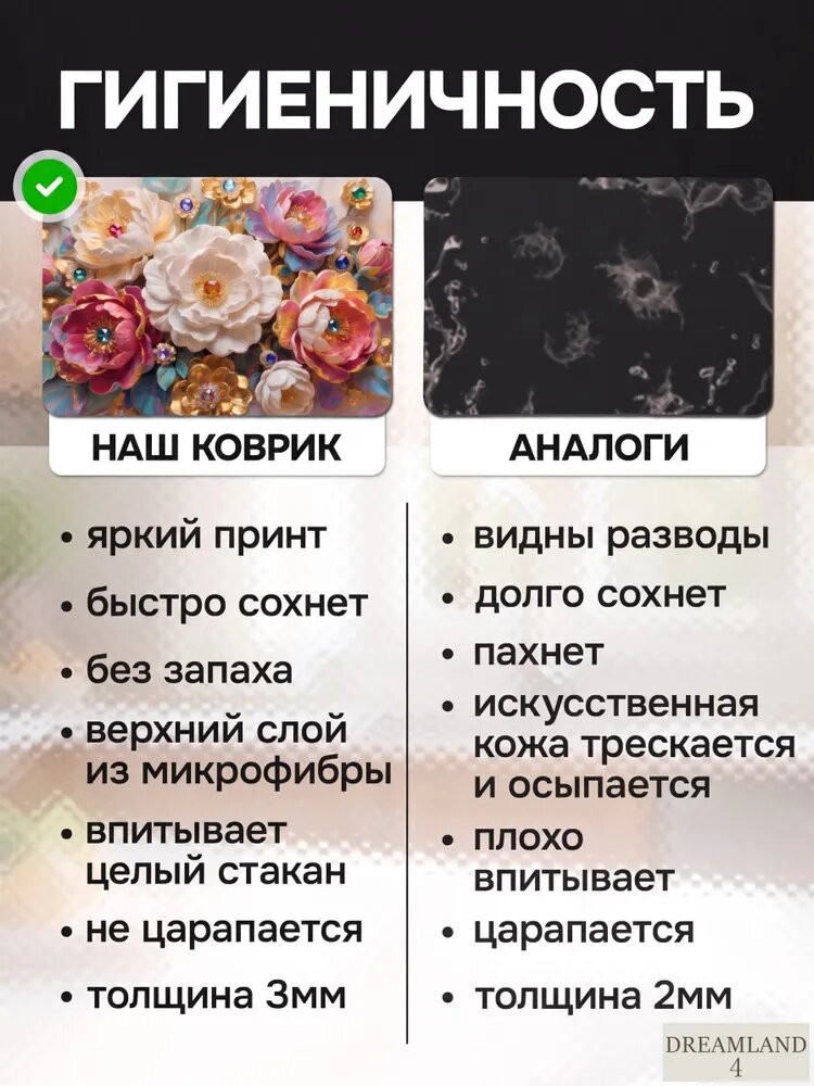 Коврик для сушки посуды 40 см x 60 см 1 шт установка на раковину диатомит разноцветный