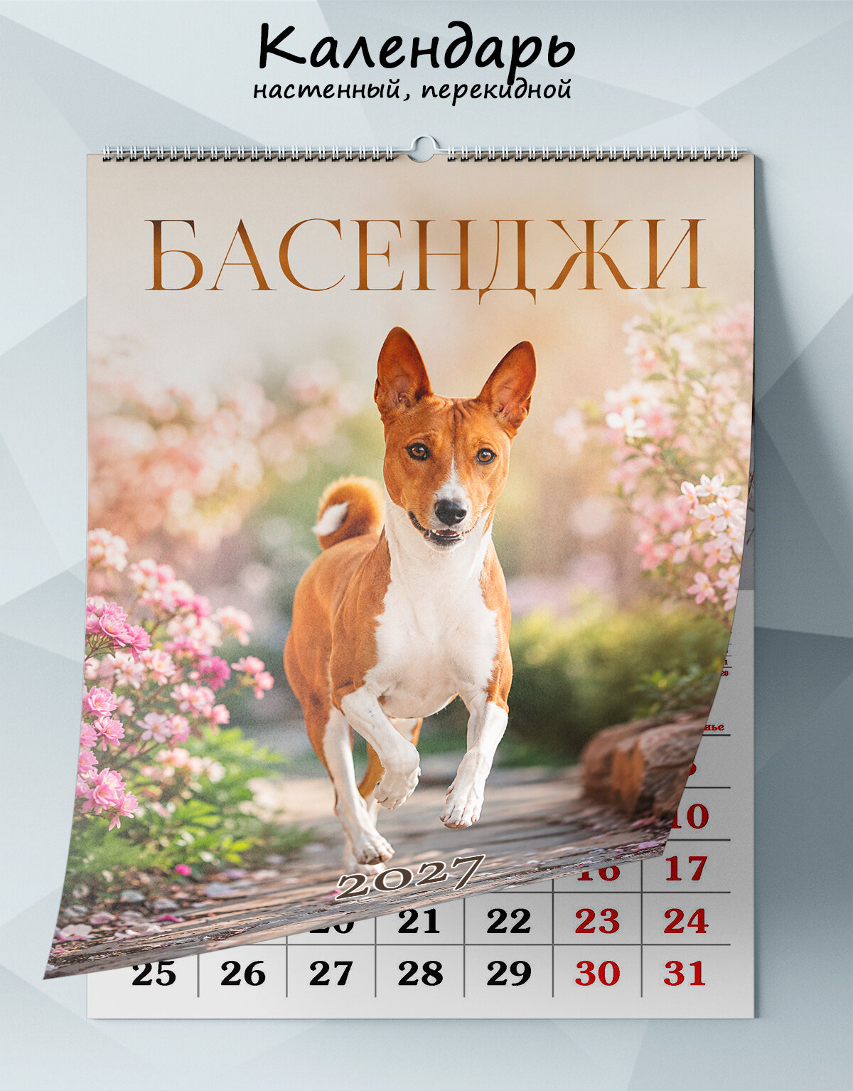 Календарь настенный, перекидной "Басенджи" на 2027 год