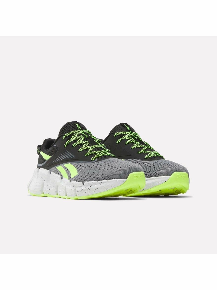 Кроссовки Reebok Zig Dynamica 6, полнота F (EU)/ на среднюю стопу, размер 6.5, серый/черный/зеленый — фото 1