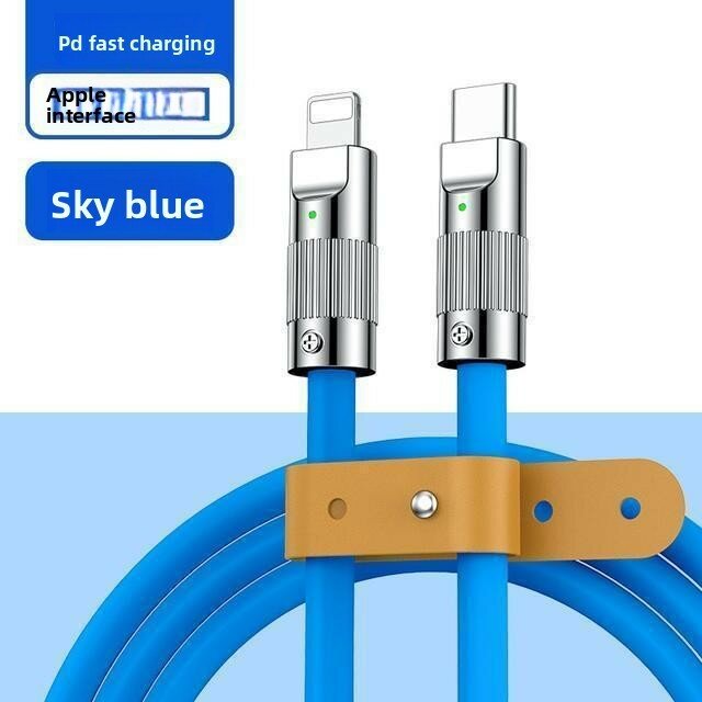 Кабель для зарядки lightning быстрый заряд с усиленными соединителями для 12 синий 2м