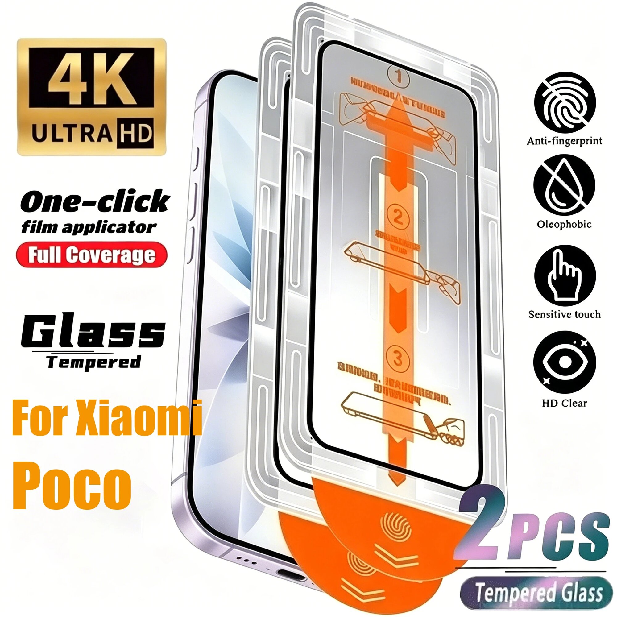 Защитное стекло для Xiaomi Poco F7 Pro F6 F5 F3 C75 C65 X7 Pro X6 5G X5 M7 M6 M5S M4 X4 Поко М2, 1PC