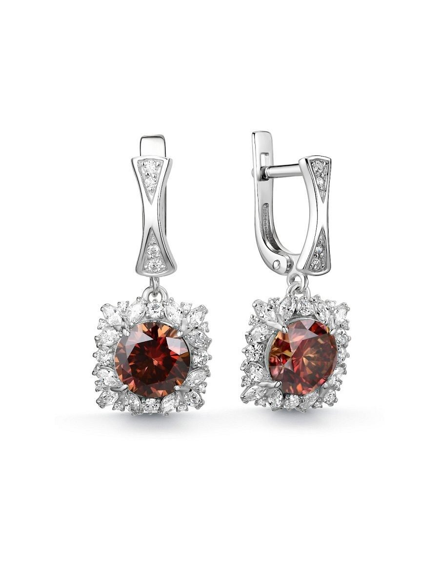Серьги серебро, 925 проба, родирование, фианит