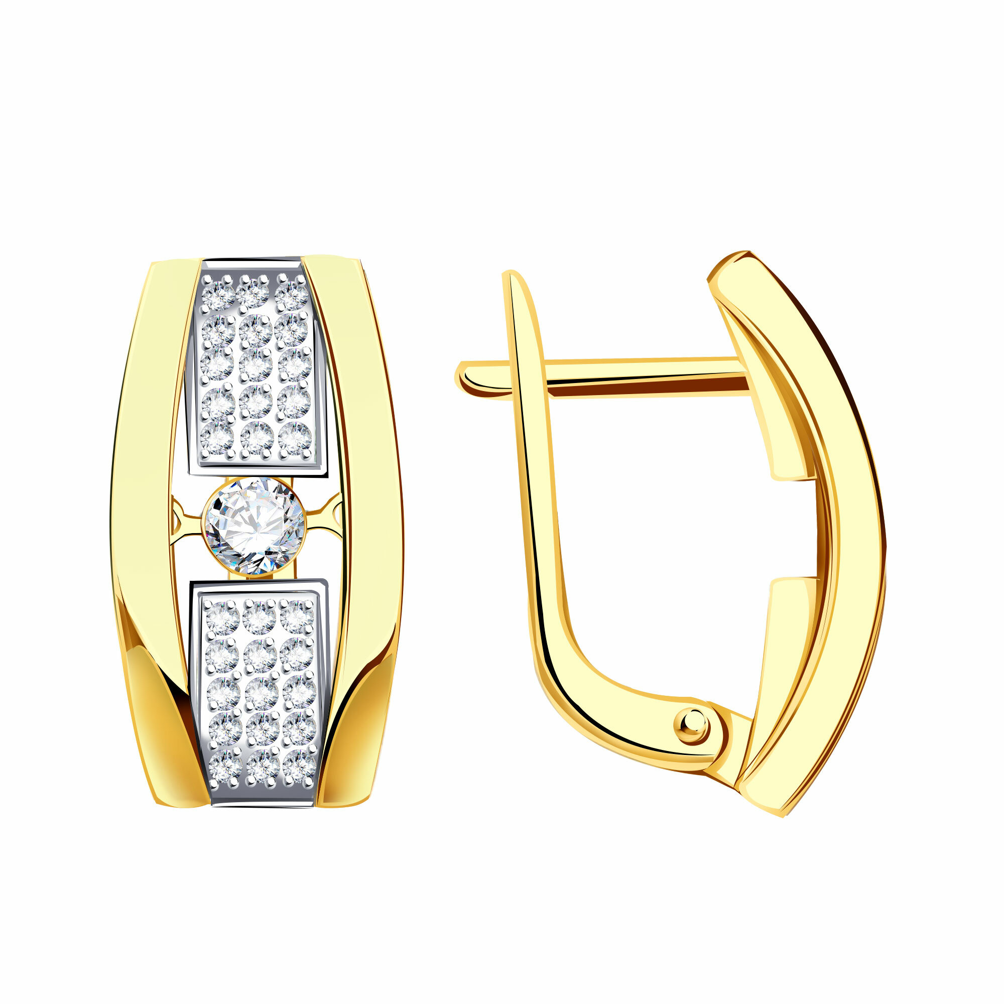 Серьги Diamant online, желтое золото, 585 проба, фианит