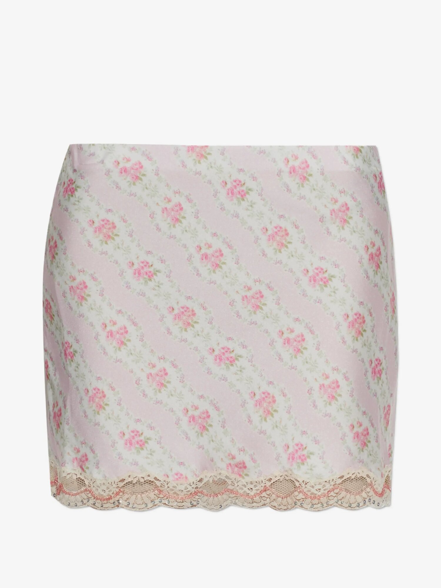 Юбка Loveshackfancy Floral-print lace-trim mini skirt