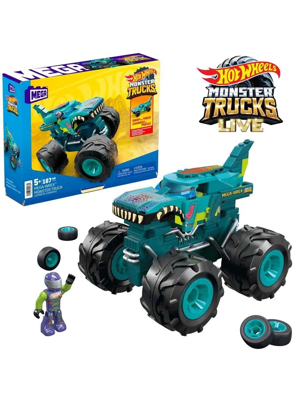 Конструктор Mega Construx Hot Wheels Монстр-трак Мега Рекс, 187 деталей