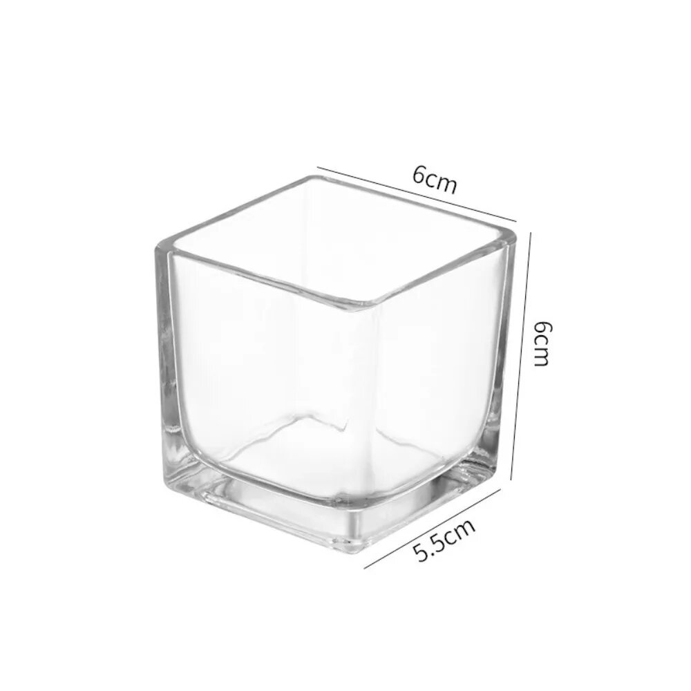 Прозрачная квадратная стеклянная ваза-кашпо 6x6 см 6x6cm