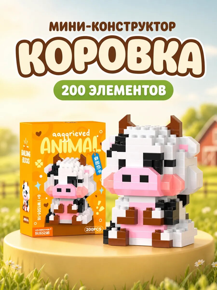 Конструктор 3д из мини блоков бычок