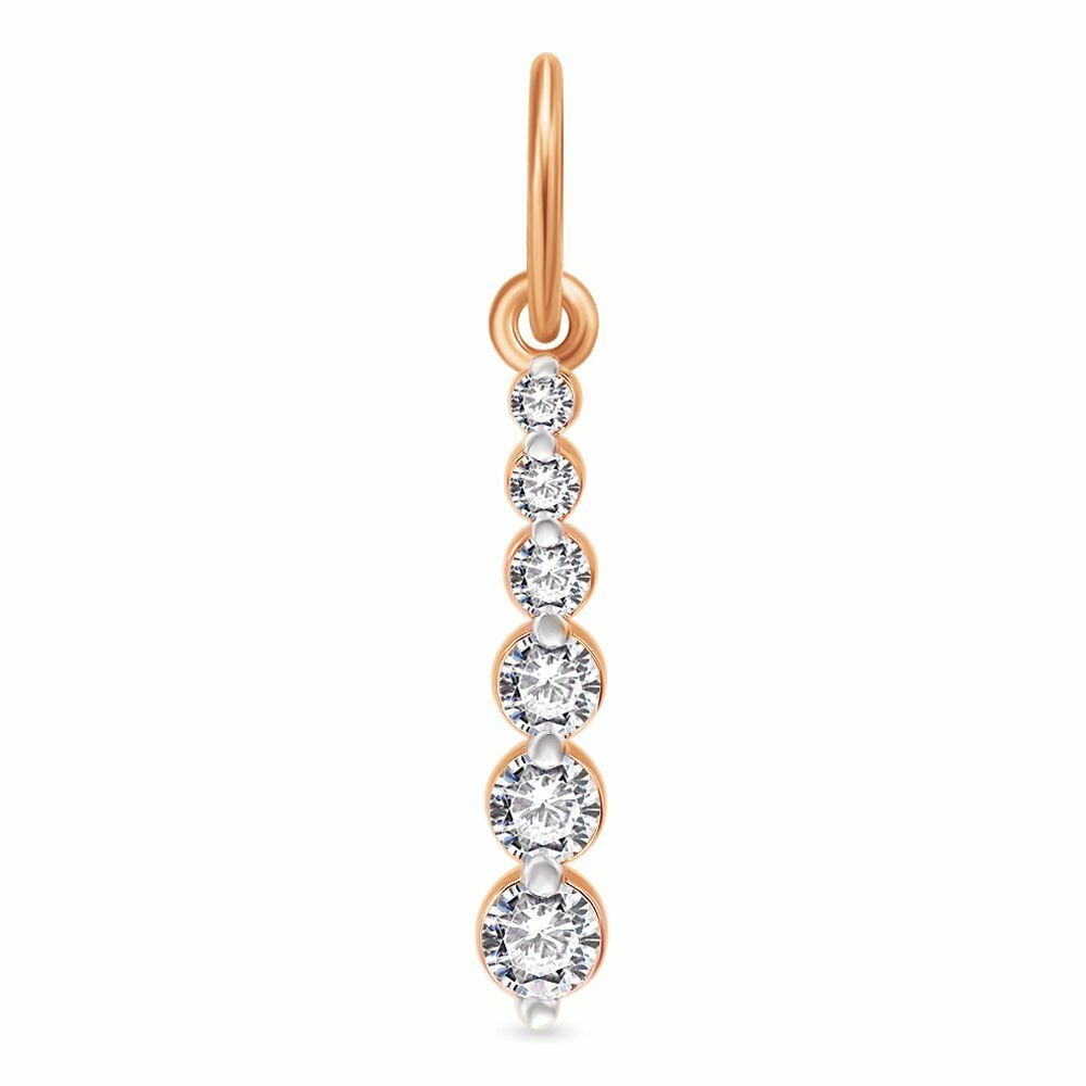 Подвеска 585GOLD, красное золото, 375 проба, золочение, фианит