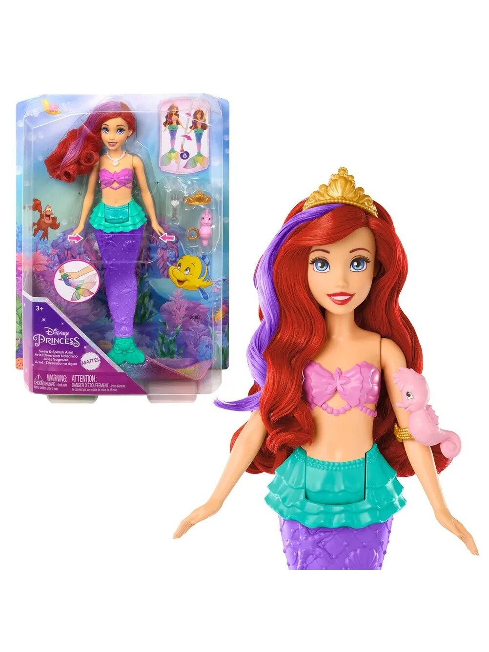 Кукла Русалочка Ариэль Disney Princess Mattel с аксессуарами для игр в воде