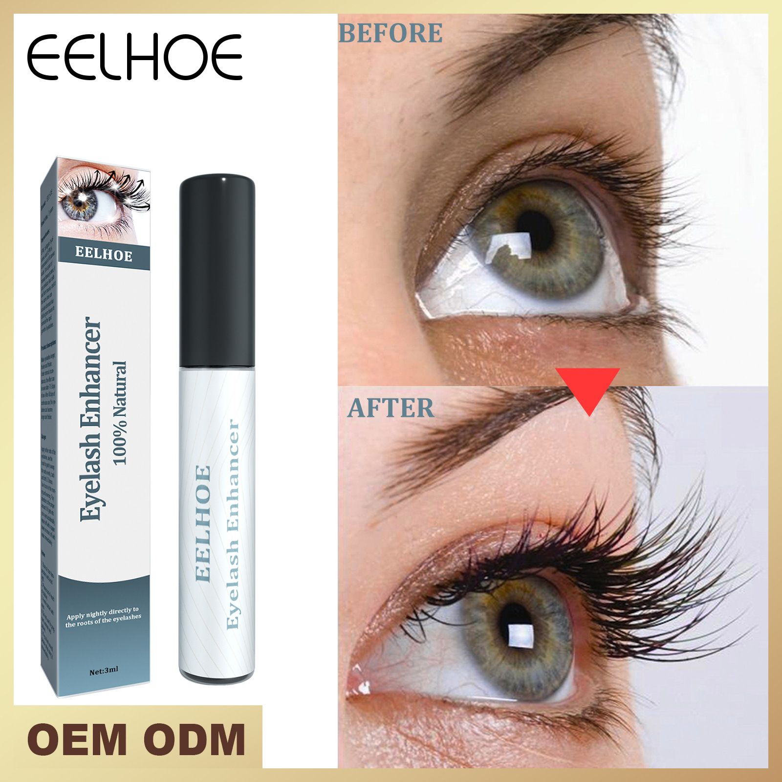 EELHOE 3pcs Сыворотка для укрепления ресниц, удлиняющая, восстанавливающая, укрепляющая, утолщающая, улучшающая уход за ресницами
