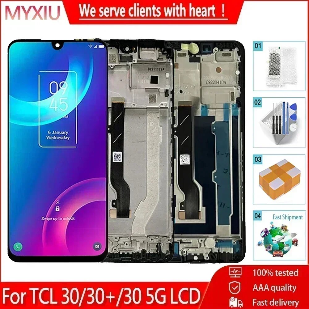 6,7 "Оригинальный ЖК-дисплей для TCL 30 + 30 Plus T676K, дигитайзер сенсорного экрана в LCD NO Frame