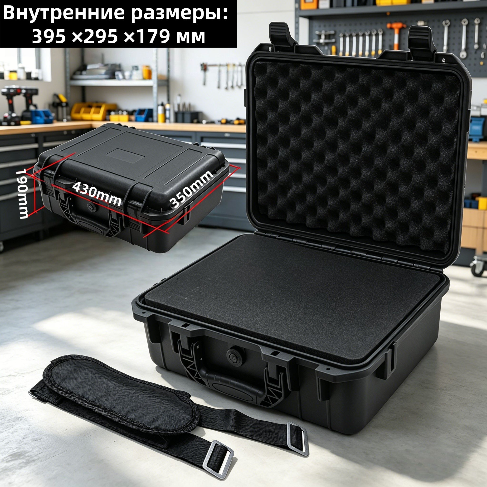 Ящик для инструментов FNICEL 43 х 35 х 19.1 см черный для ручного и электроинструмента