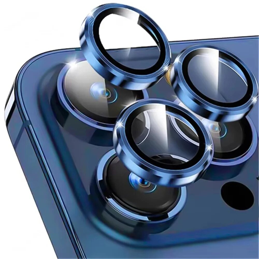 Защитное стекло для объектива камеры для iPhone 16, 17, 15, 14, 13, 12Pro (3PCS), Голубой, Sea Blue