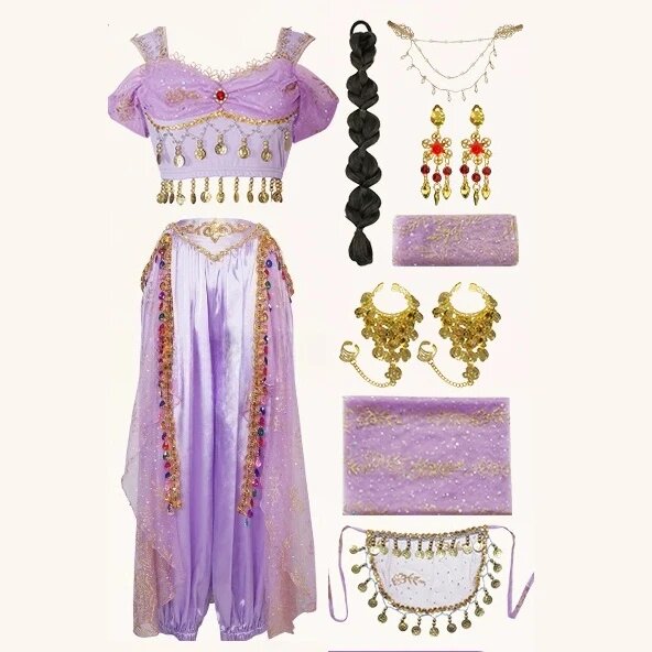 Детский костюм принцессы Жасмин BEADING CHARM XL, Purple (9pcs set)