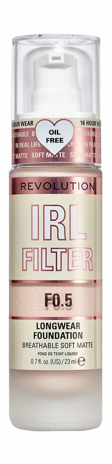 Revolution Makeup IRL Filter Longwear Soft Matte Foundation Тональная основа для лица | F0.5 23мл