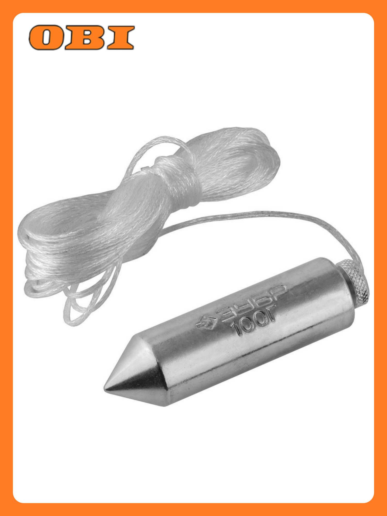 Отвес строительный ЗУБР, 100г, длина шнура 5м, в пластиковом контейнере