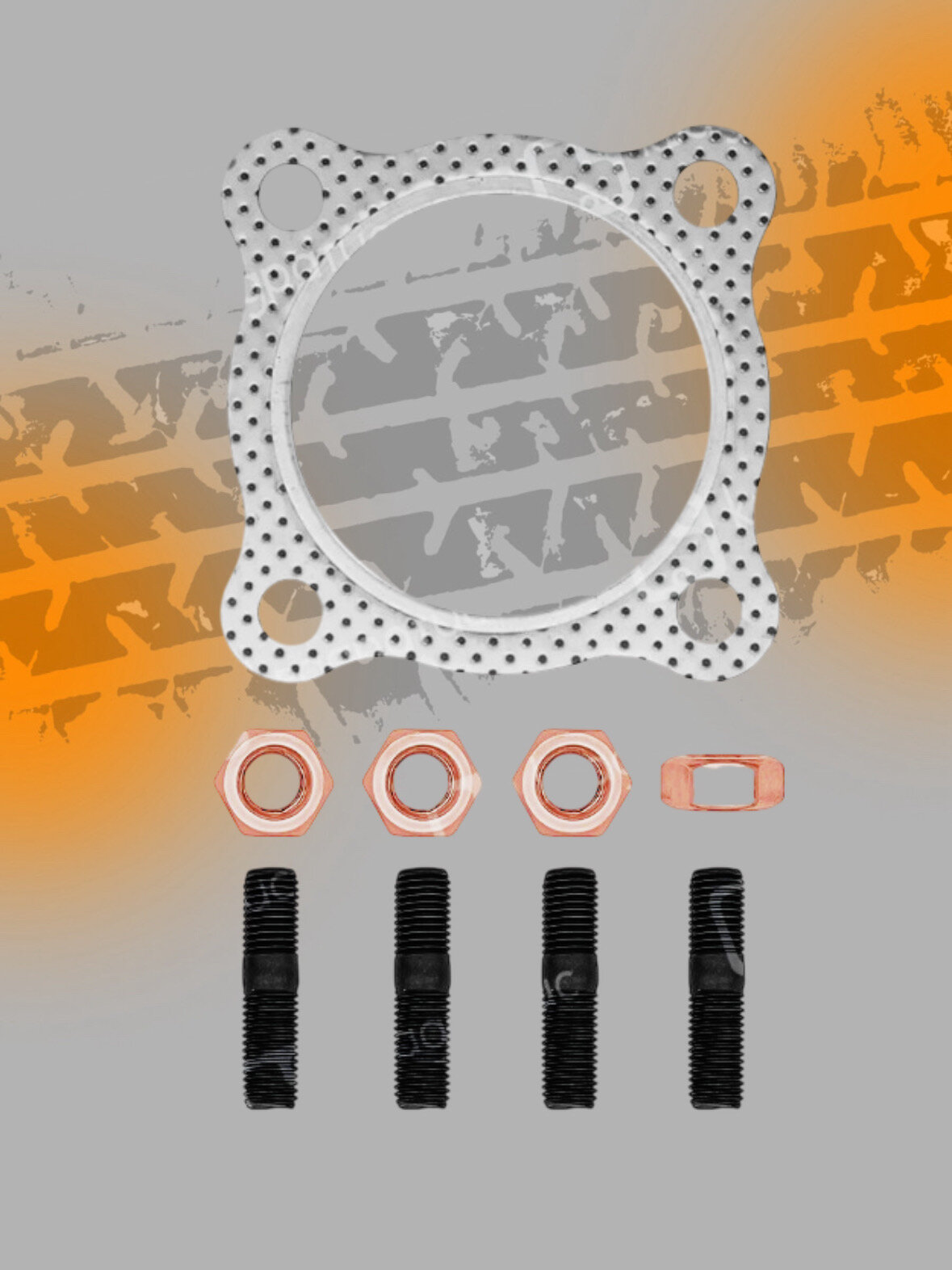 Комплект крепления приемной трубы подходит для Камаз 7403 ТКР-7 (прокл, шпильки, гайки)