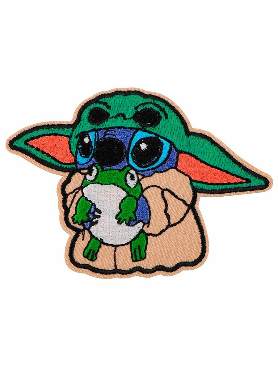 Нашивка термо Стич в костюме Грогу Мандалорец Маленький Мастер Йода ( Baby Yoda) из фильма Звездные войны Star Wars