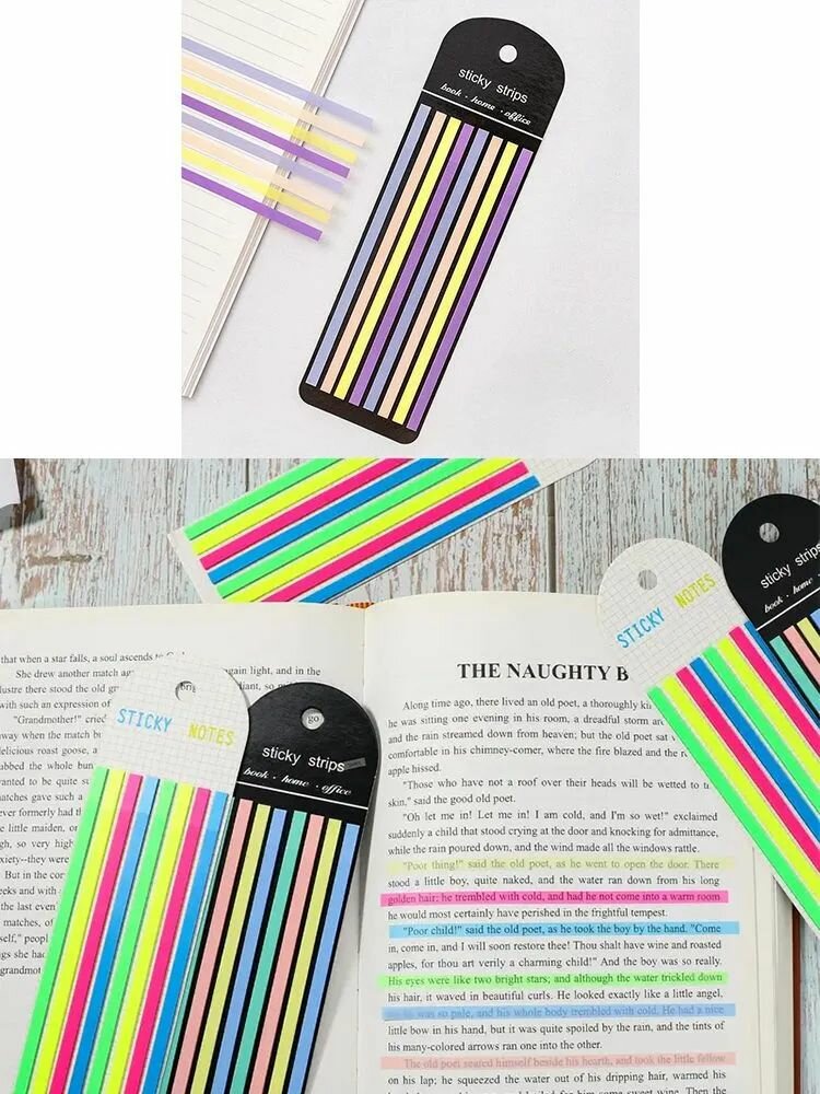 Цветные длинные наклейки - знаки, маркеры - для заметок