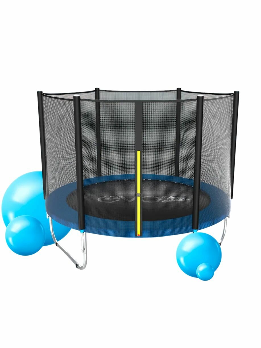 Батут каркасный EVO JUMP Just Outside 8ft blue с защитной сеткой, диаметр 244 см