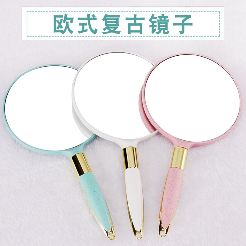 Косметическое зеркало в европейском стиле с ретро-ручкой ручной салон красоты зеркало красоты портативные