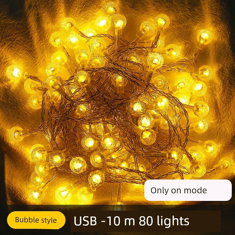 Светодиодный фонарь для кемпинга подвесной 10 м 80 светодиодов шар-пузырь USB-питание