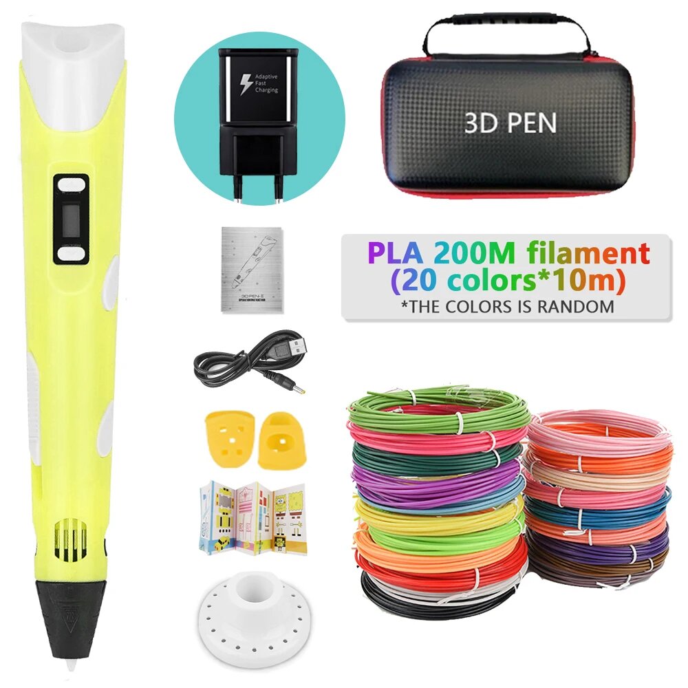 3D-ручка с пластичной нитью для творчества, 9/50/100/200 метров, цвет в ассортименте