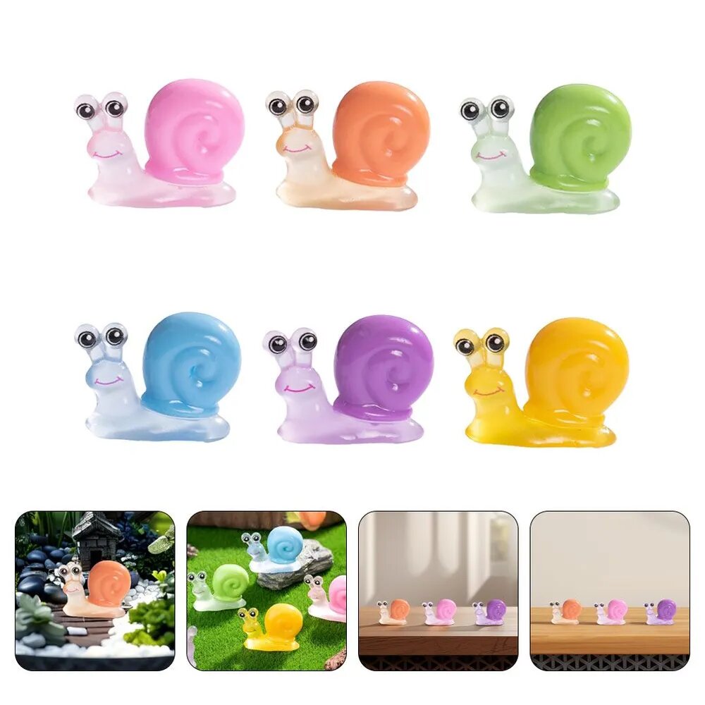 6 Штук Улиток Из Светящегося Пластика, Для Интерьера и Сада