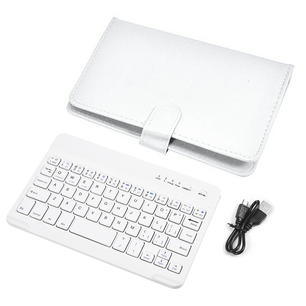 Чехол-станд для мобильных телефонов 4-7 дюймов с беспроводной -клавиатурой, магнитным защитным чехлом, кожаным чехлом и кабелем данных, цвет белый, для офиса и игр