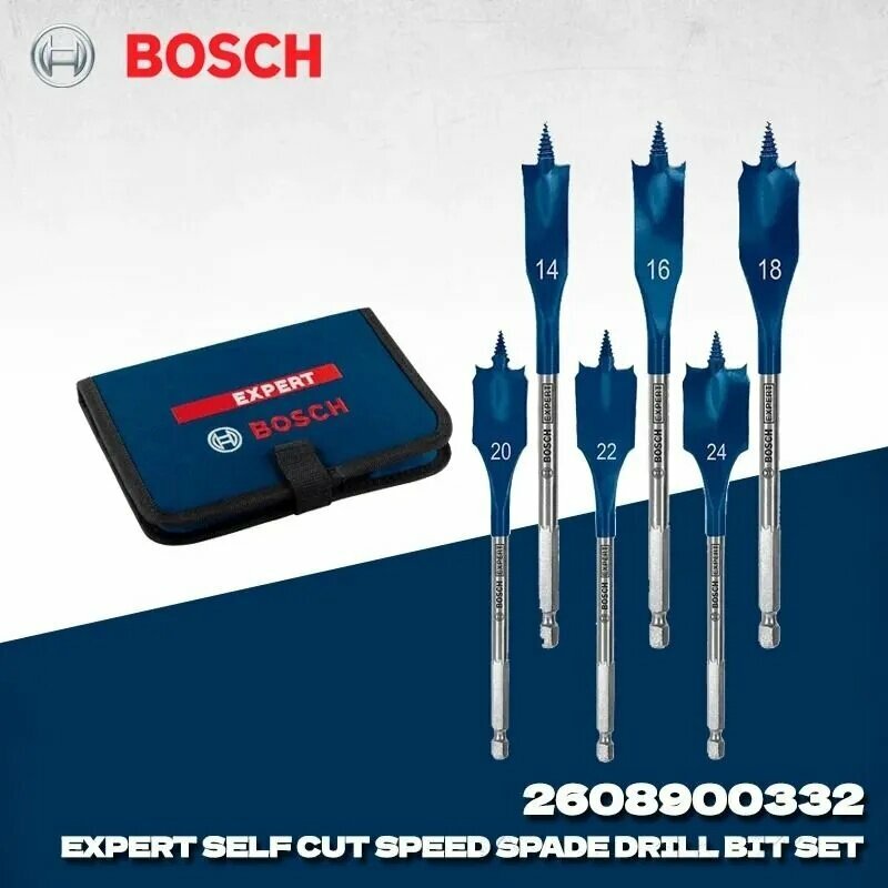 BOSCH EXPERT 2608900332 Саморежущий скоростной набор сверл-лопат 6 шт. Быстрое черновое сверление мягкой древесины Аксессуары для дрели-шуруповерта