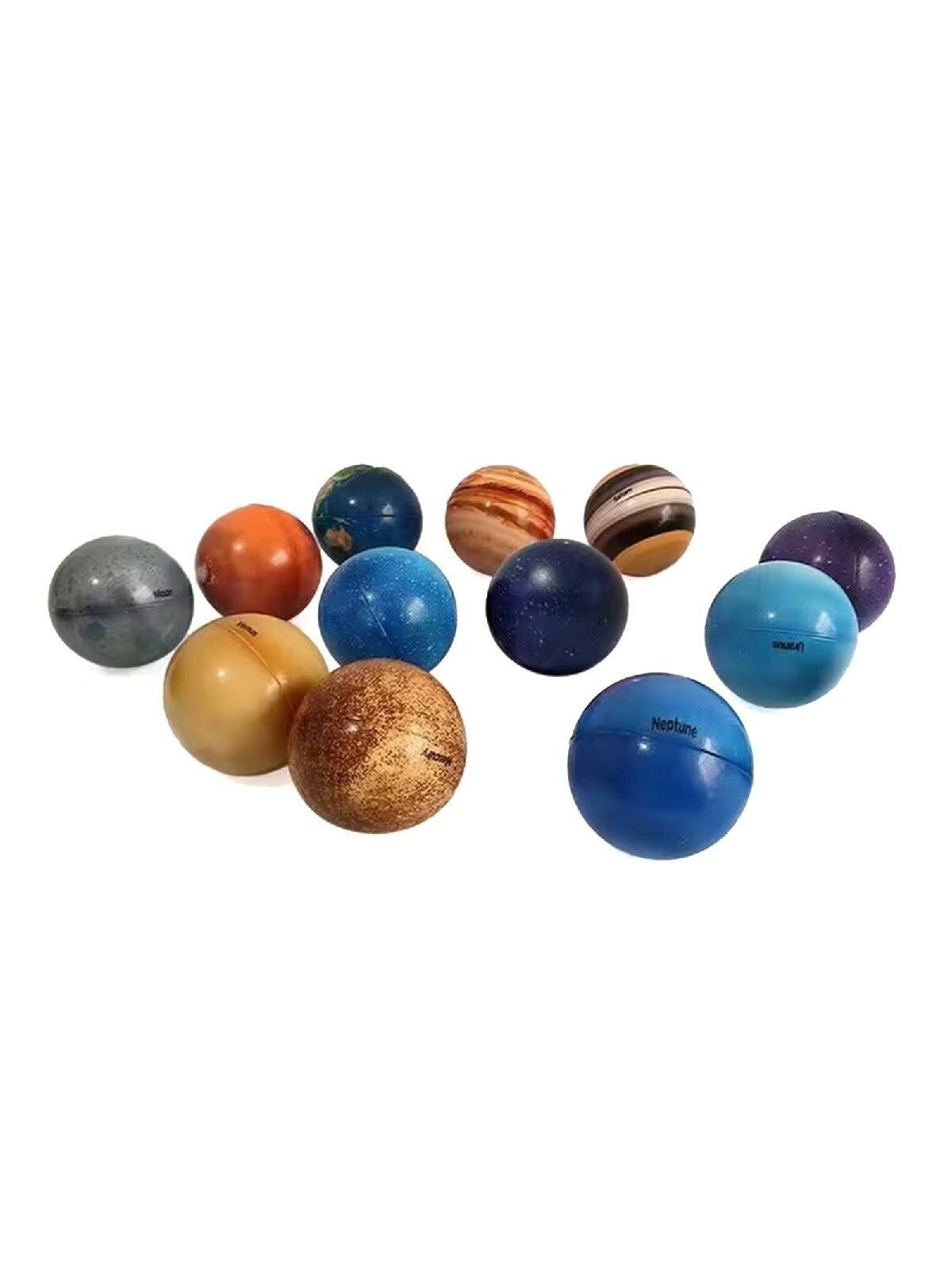 2,5 ’Игрушечные шарики Planets, набор из 12 шариков из твердого пенопласта, мягкая сенсорная игрушка-непоседа из полиуретана, игрушка для активного отдыха для взрослых, Распаковка