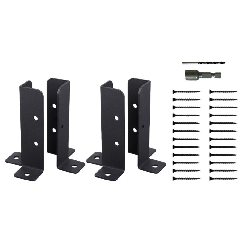 Регулируемые металлические кронштейны для заборных столбов, 4 штуки