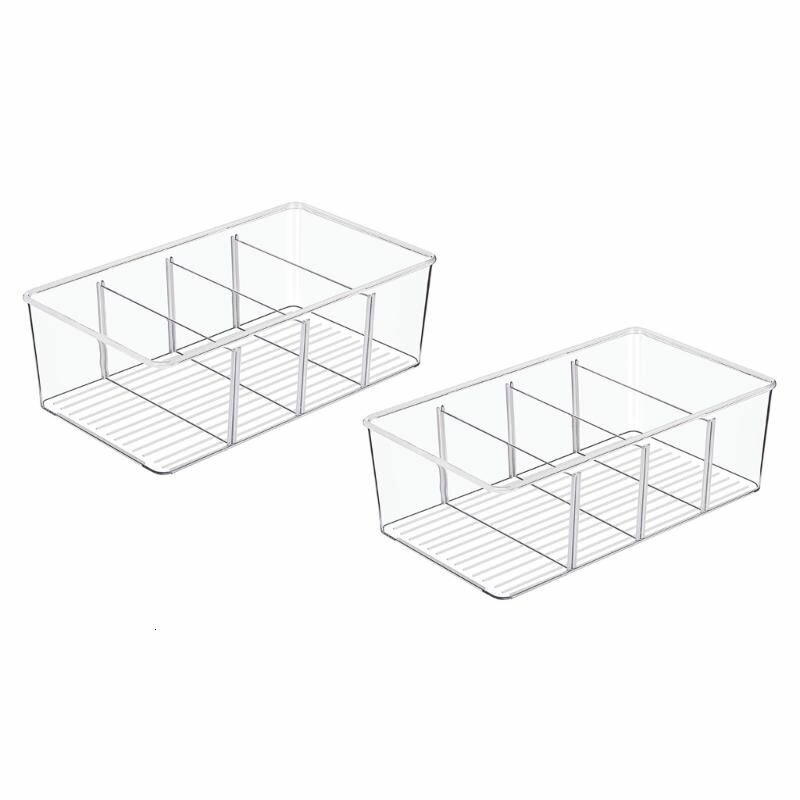 Прозрачный органайзер с разделителем для фруктов, йогурта, закусок, контейнер для хранения в холодильнике для закусок, кофе