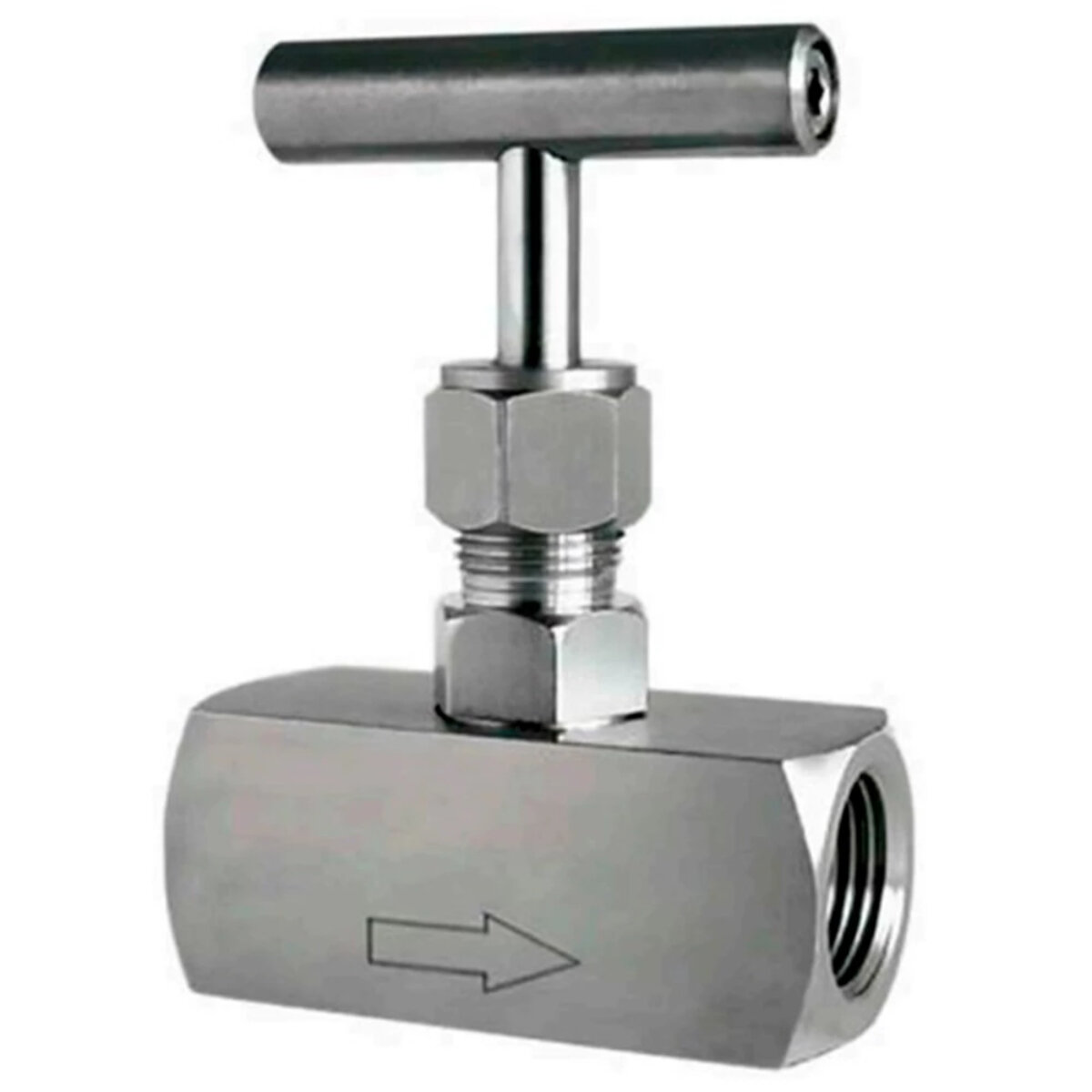 Клапан игольчатый DN.ru 304-304-T-Ht 3/4" Ду20 Ру400 резьбовой, корпус - нержавеющая сталь 304, уплотнение - металл, с Т-образной рукояткой