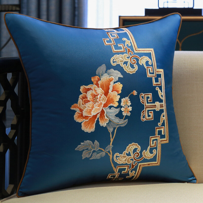 Новая китайская стильная вышитая подушка для дивана, китайская стильная прикроватная подушка, чехол для дивана в гостиной, высококачественный чехол для подушки