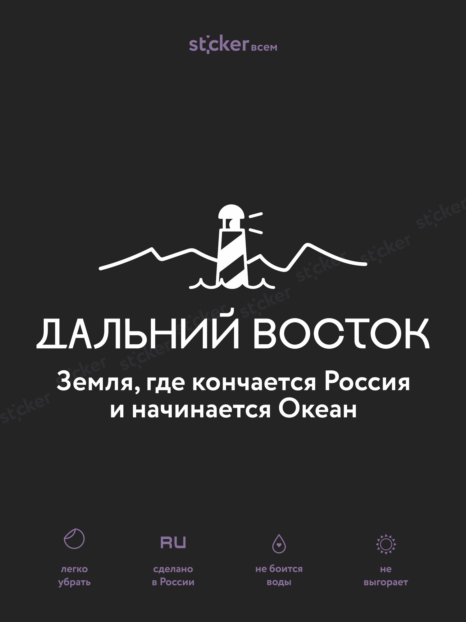 Наклейка "Дальний Восток / Россия " 23х11 см белая