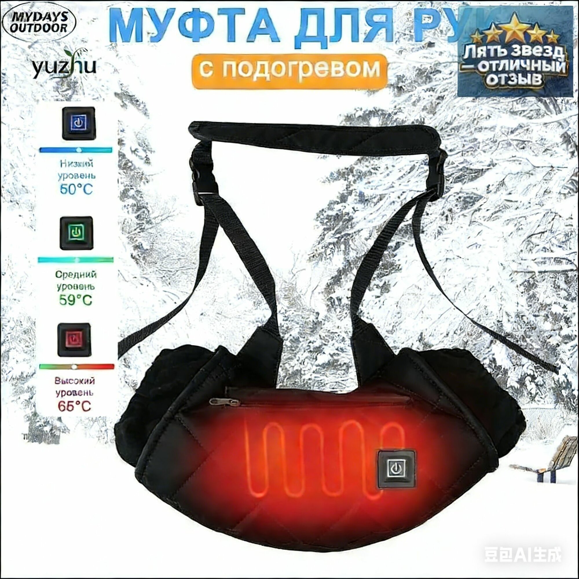 Муфта для рук муфта для рук с подогревом, подходящая для отдыха, охоты и рыбалки(камуфляж)