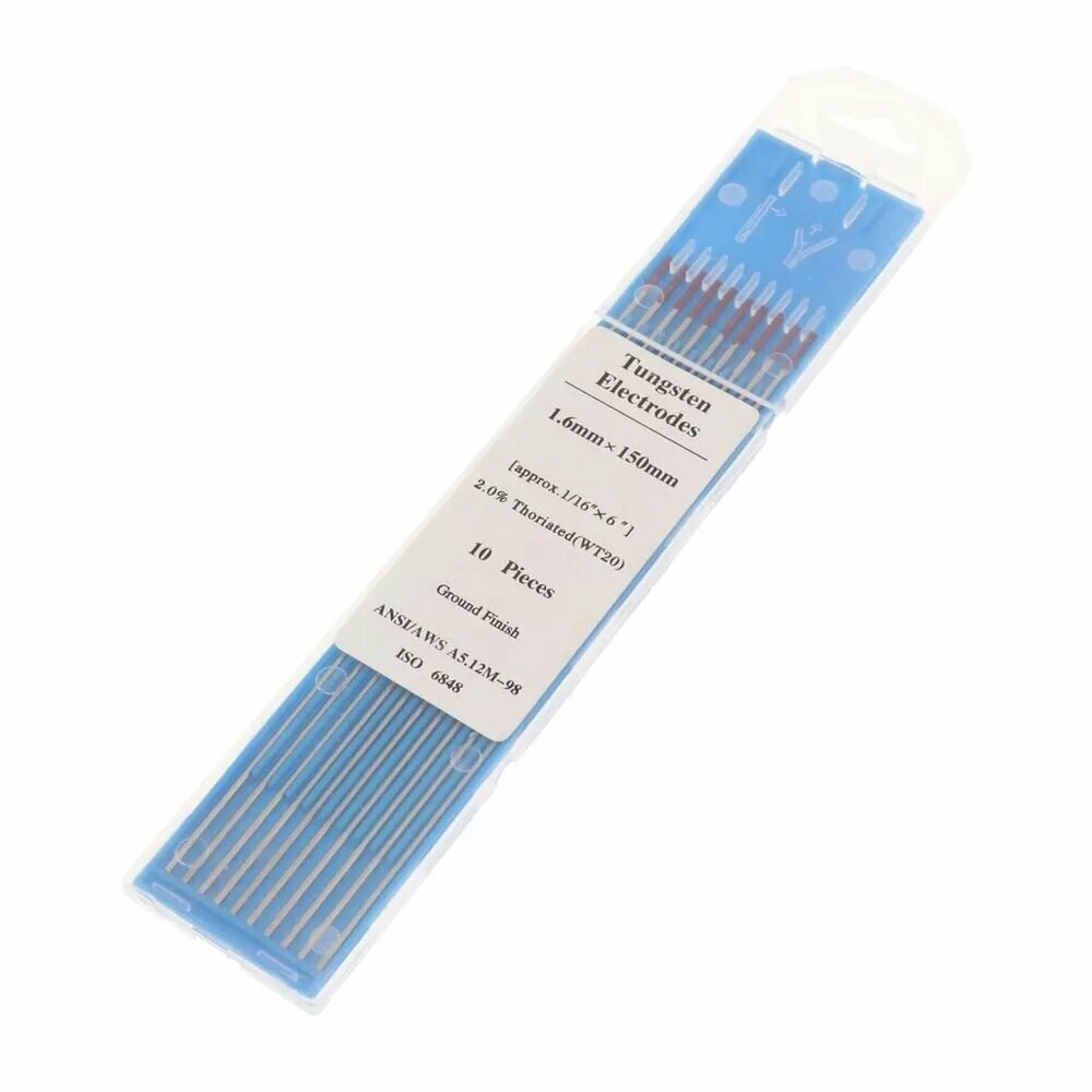 10 штук красных вольфрамовых электродов для дуговой сварки, 150мм, 1.6мм