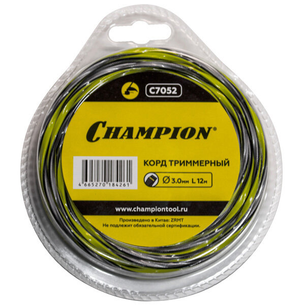 Леска триммерная Tornado 3.0мм* 12м (витой квадрат), Champion