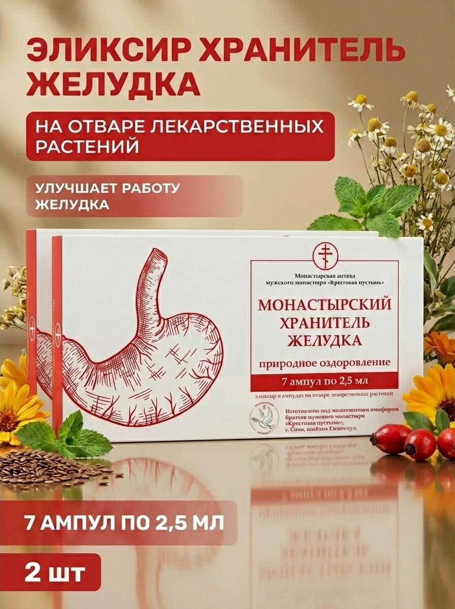 Эликсир для жкт Хранитель желудка улучшения метаболизма, от тяжести в желудке, Солох-Аул, 2 шт