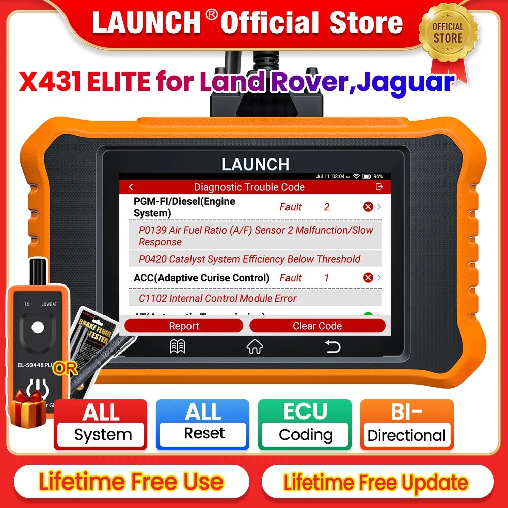【Для Land Rover, Jaguar】LAUNCH X431 ELITE V2.0 Автомобильный сканер OBD2 Двунаправленные диагностические инструменты Все системы кодирования ЭБУ Бесплатное обновление