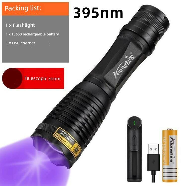 Мощный УФ-фонарь 395 нм для обнаружения банкнот, флуоресцентных веществ и бесцветного УФ-отверждения клея E007