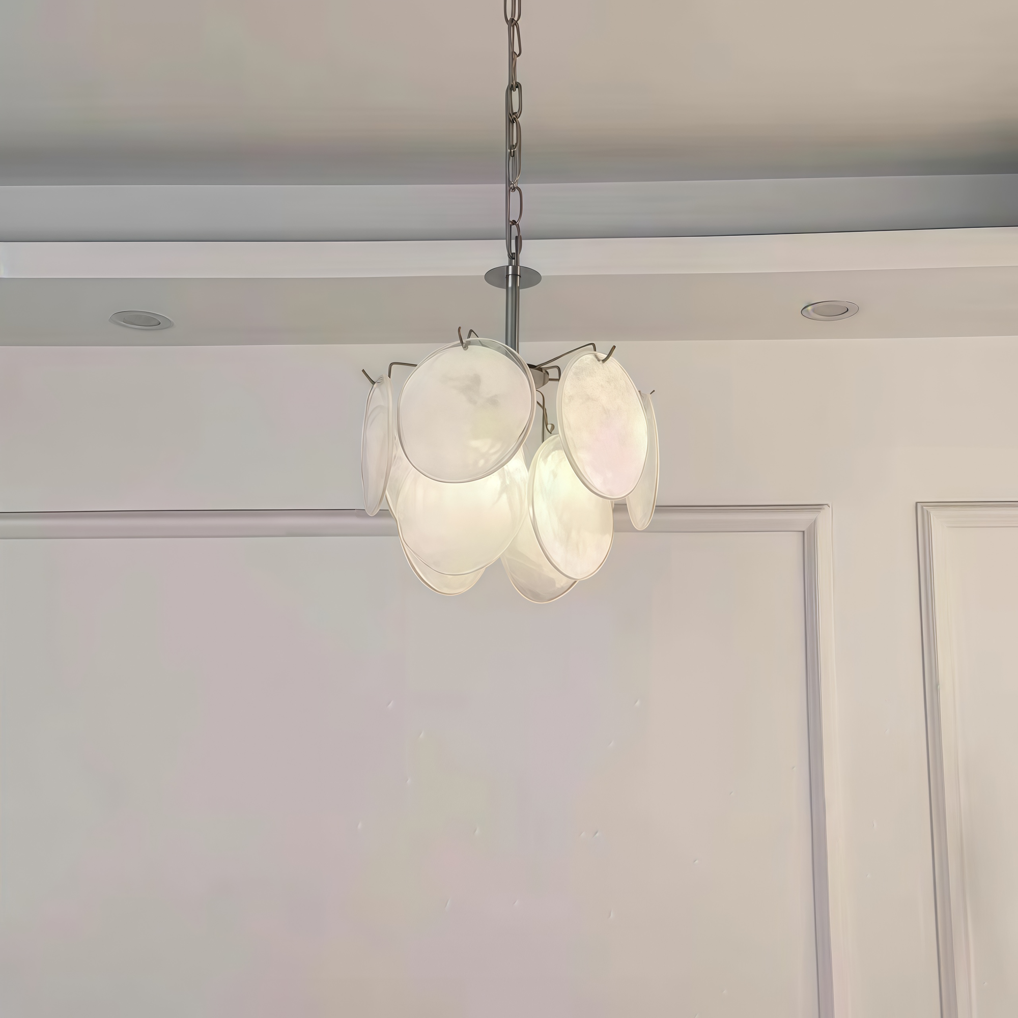 Итальянская муранская люстра из витражного стекла ручной работы, белый