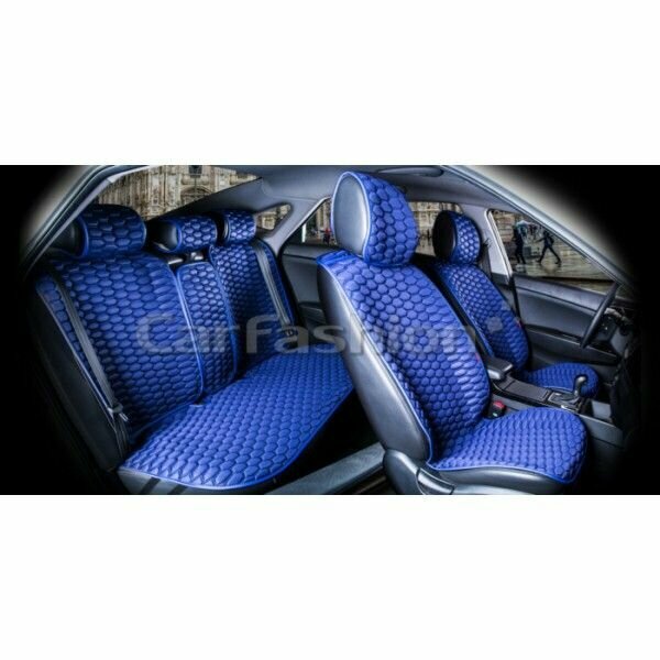 Накидки для Nissan / Ниссан Qashqai Teana Almera X-Trail Primera Juke Note Tiida Pathfinder и др. CARBON PLUS полиэстер(карбон) синий/голубой/синий