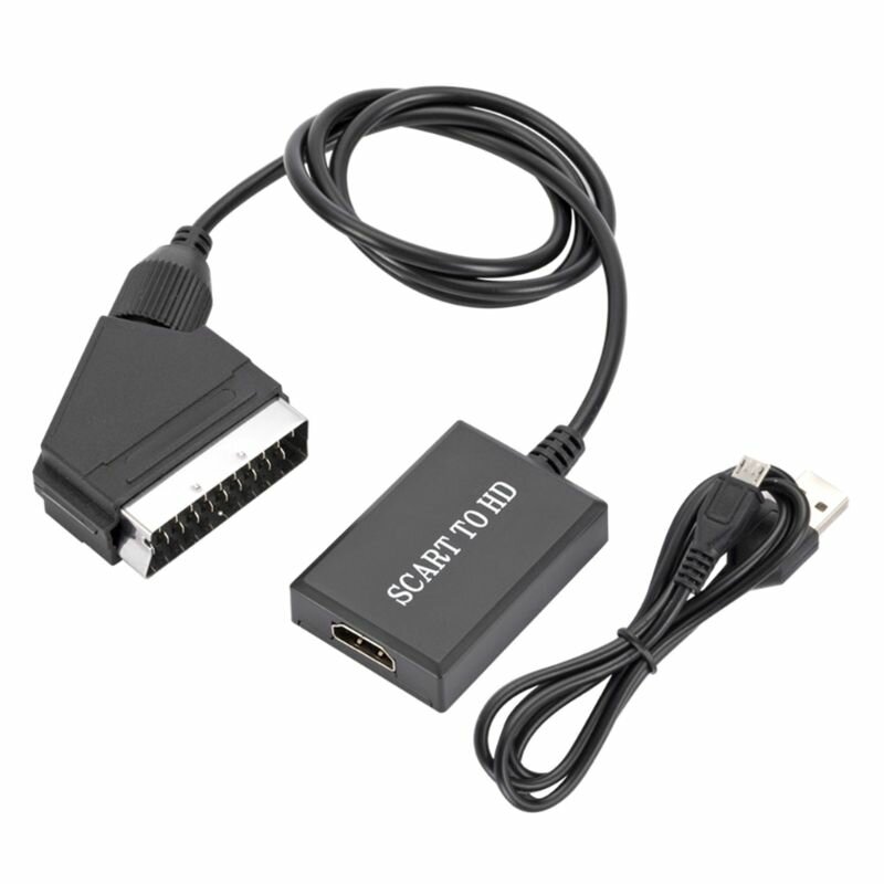 (1 шт.) Конвертер-адаптер SCART "папа" to HDMI "мама" для видео/аудио
