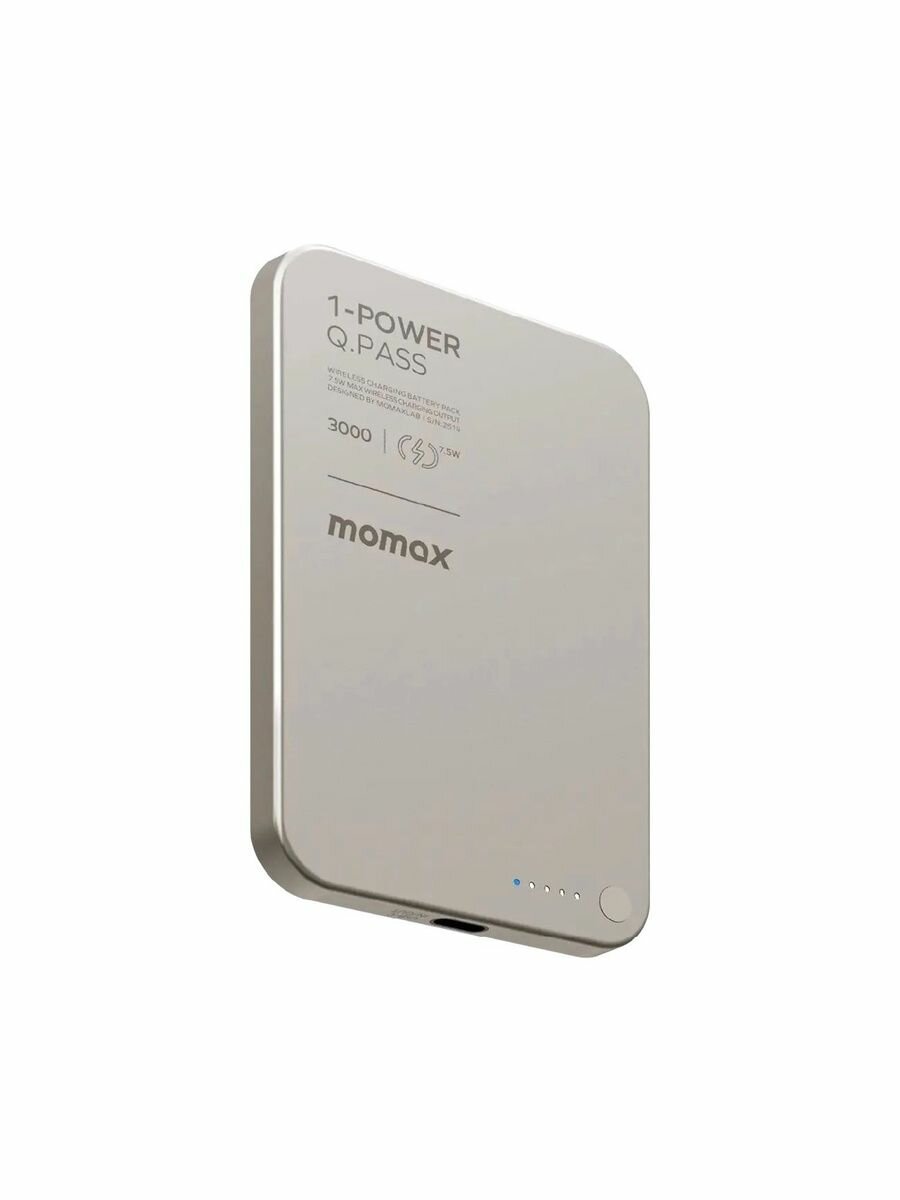 Беспроводной дополнительный аккумулятор (MagSafe) Momax 1-Power Q.Pass 3000 Ультратонкий Titan