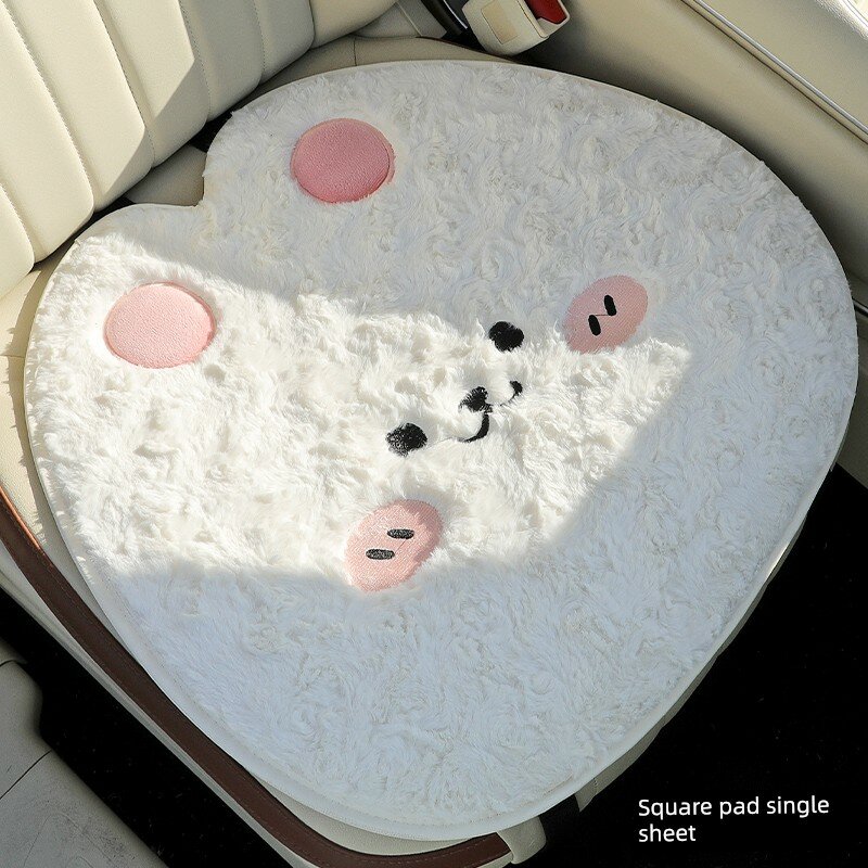 Зимняя плюшевая накидка на сиденье автомобиля с милым мультяшным кроликом, теплая утолщенная короткая плюшевая
