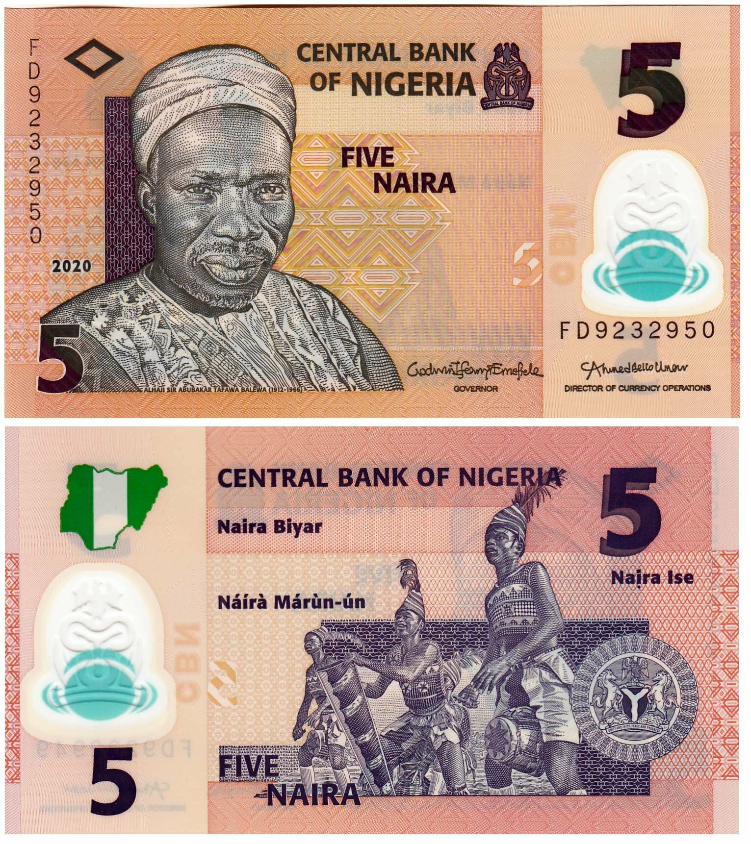 Нигерия 5 найра 2020 полимер NEW