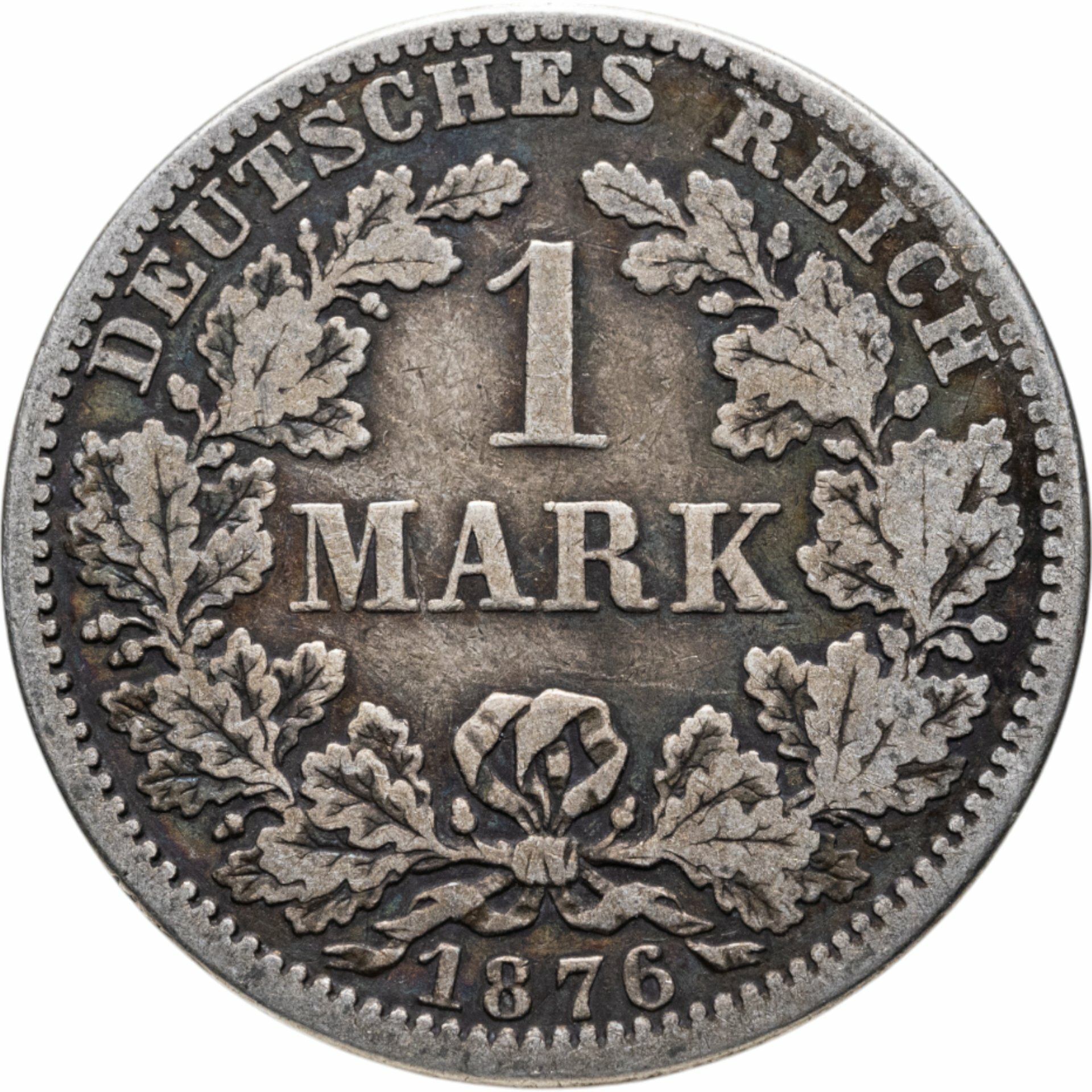 Германия 1 марка 1876 знак монетного двора: "A", Серебро 900, в сохранности VF